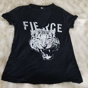 Hot Topic | Tops | Customized Distressed Tiger Fierce Tshirt | Poshmark